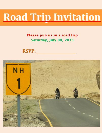 Road Trip Invitation Templates | 10+ Free Printable Word & PDF Road Trip Invitation Templates | 10+ Free Printable Word & PDF