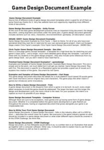 Game Design Document Example | Sample Formats