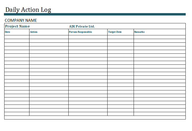 Action Log Templates | 11+ Free Word, Excel & PDF Formats, Samples ...