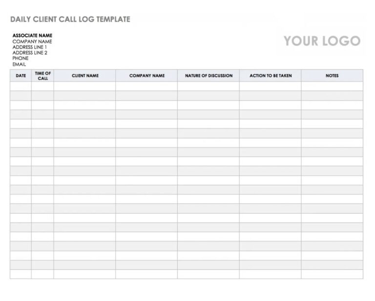 Daily Call Log Format | Sample Formats