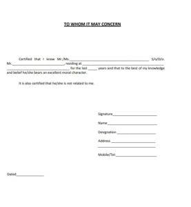 Character Certificate Format PDF | Sample Formats
