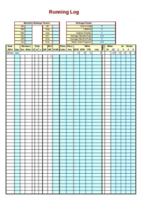 Printable Running Log Template | Sample Formats