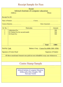 Academic Fee Receipt Template | Free Sample Formats