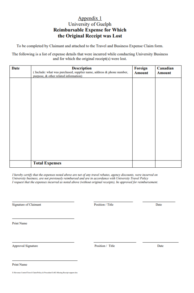 Business Expense Receipt Template | Sample Formats
